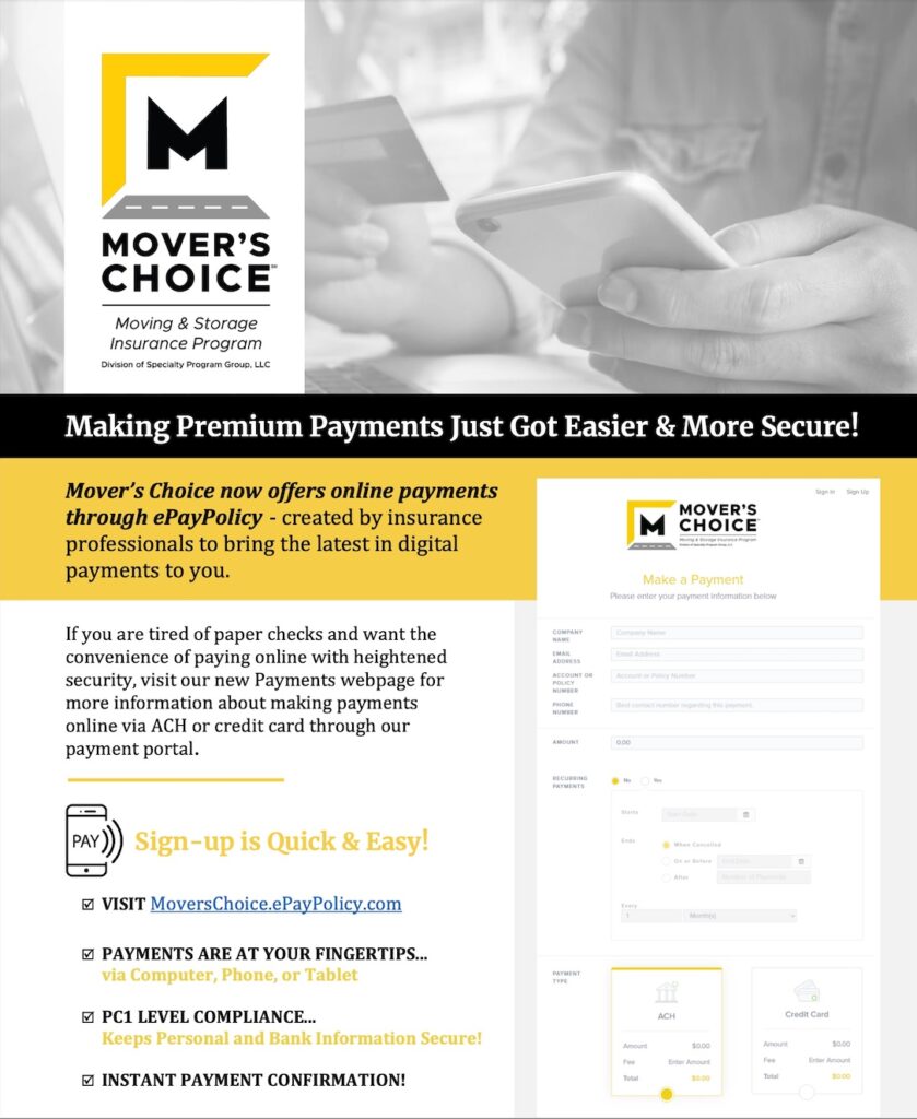 Payments - Mover's Choice Insurance